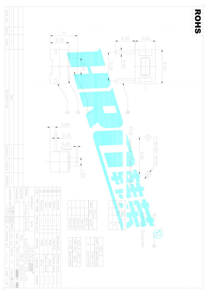 K2-1101DT-A4SW-01 technical drawing