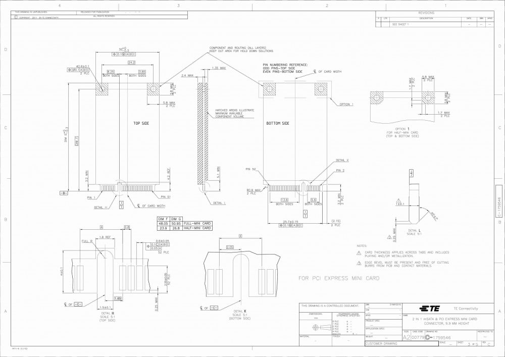 TE Connectivity 1759546-1 controlled drawing sheet 3