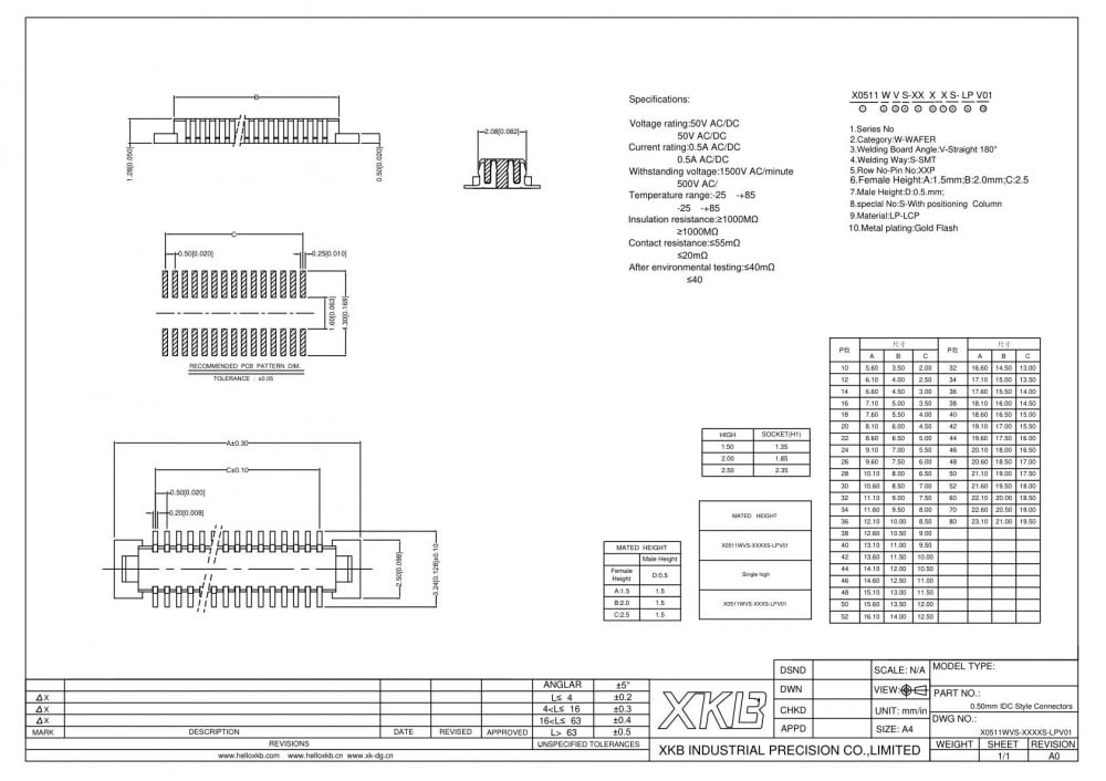 X0511WVS-80AS-LPV01 technical drawing page
