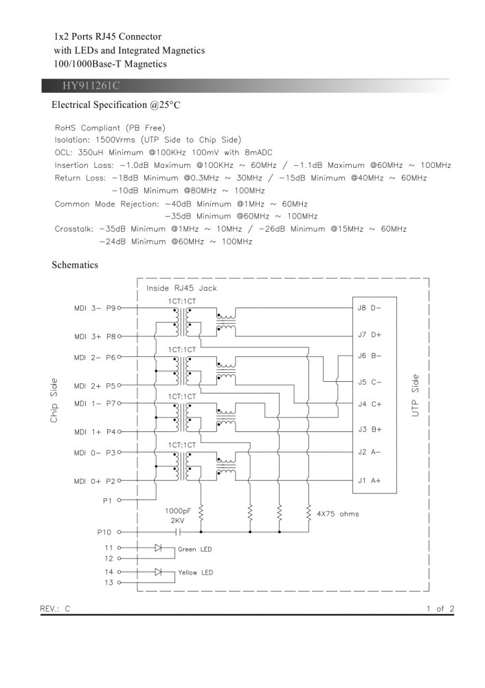 HY911261C electrical specifications and schematic