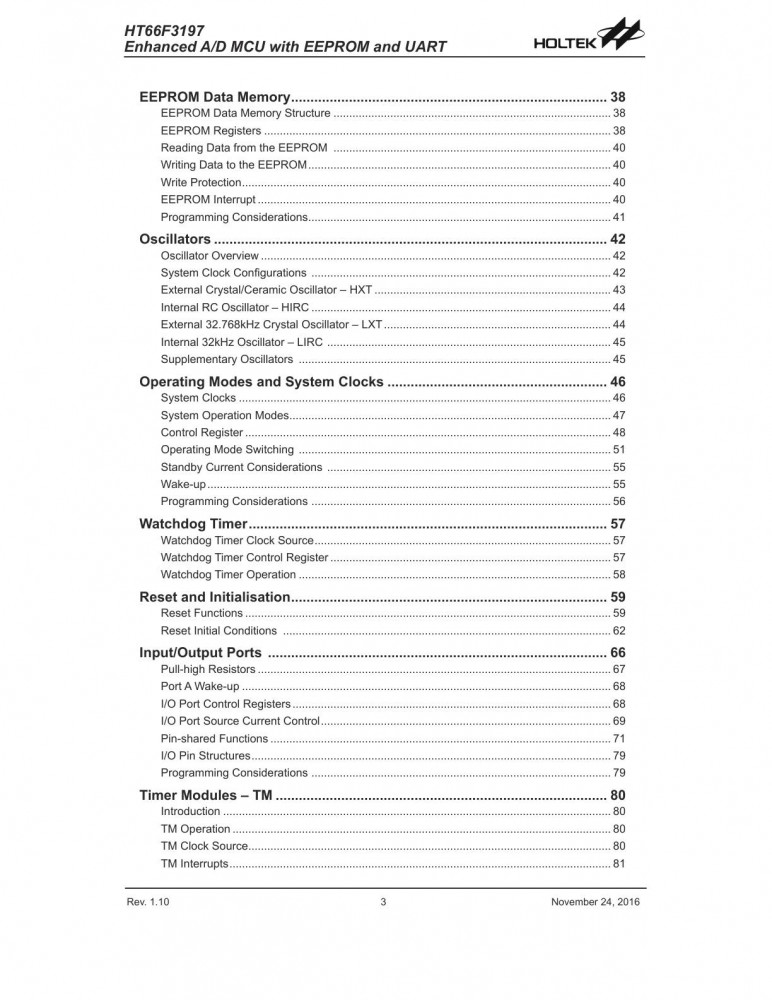 HT66F3197 technical document page 3