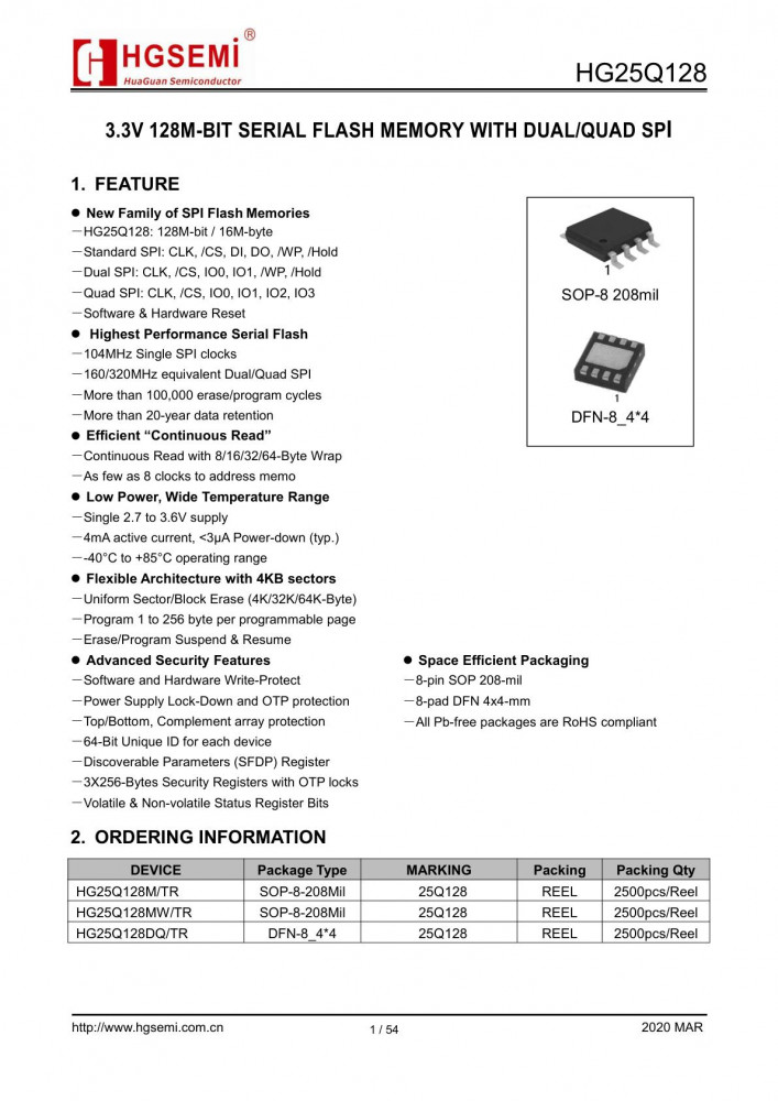 HG25Q128MW/TR datasheet page 1