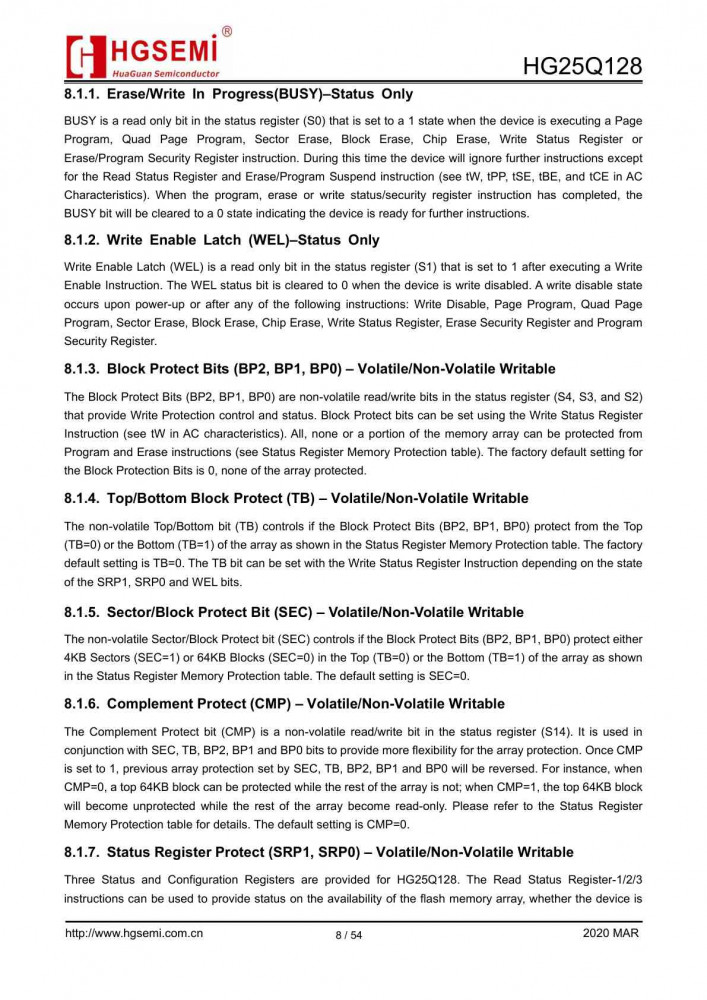 HG25Q128MW/TR datasheet page 8