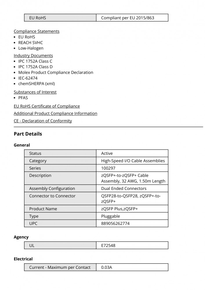 Molex cable assembly drawing, page 2