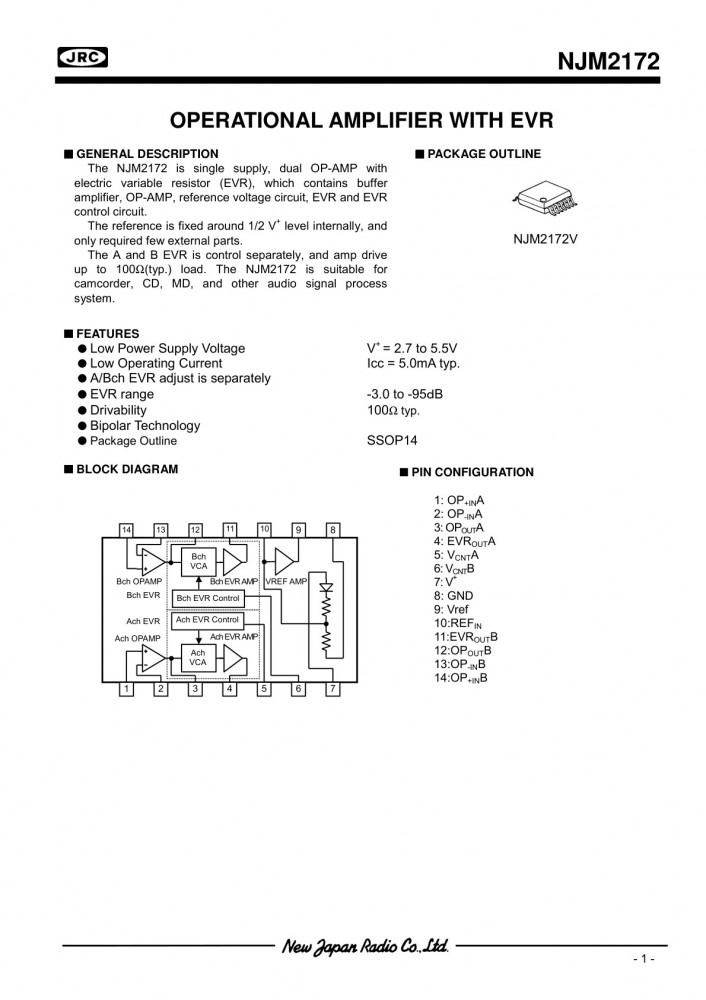 NJM2172V-TE1 datasheet page 1