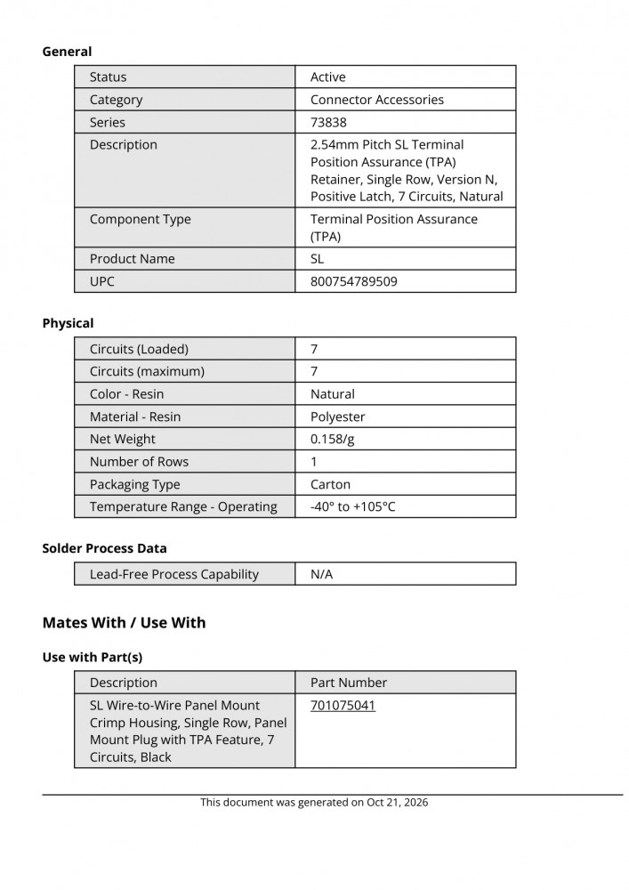 Technical document image 2 for Molex 738380007