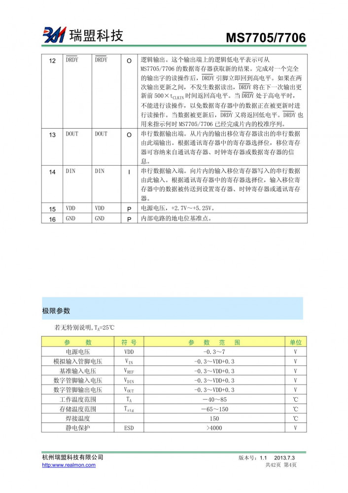 MS7705 datasheet page 4
