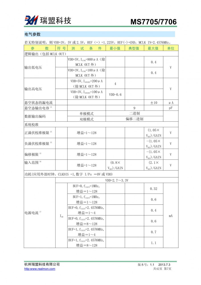 MS7705 datasheet page 7