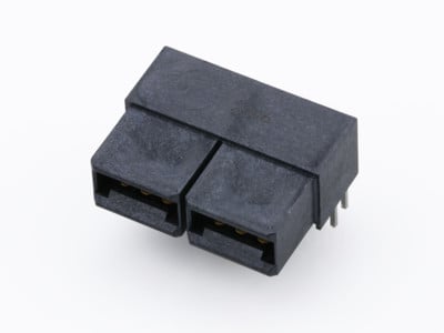 EXTreme LPHPower Receptacle Header, Right-Angle, 4 Power Contacts, 12 Signal Contacts, Select Gold (Au) Plating, for 1.57mm Thick PC Board, with Press-fit Plastic Pegs