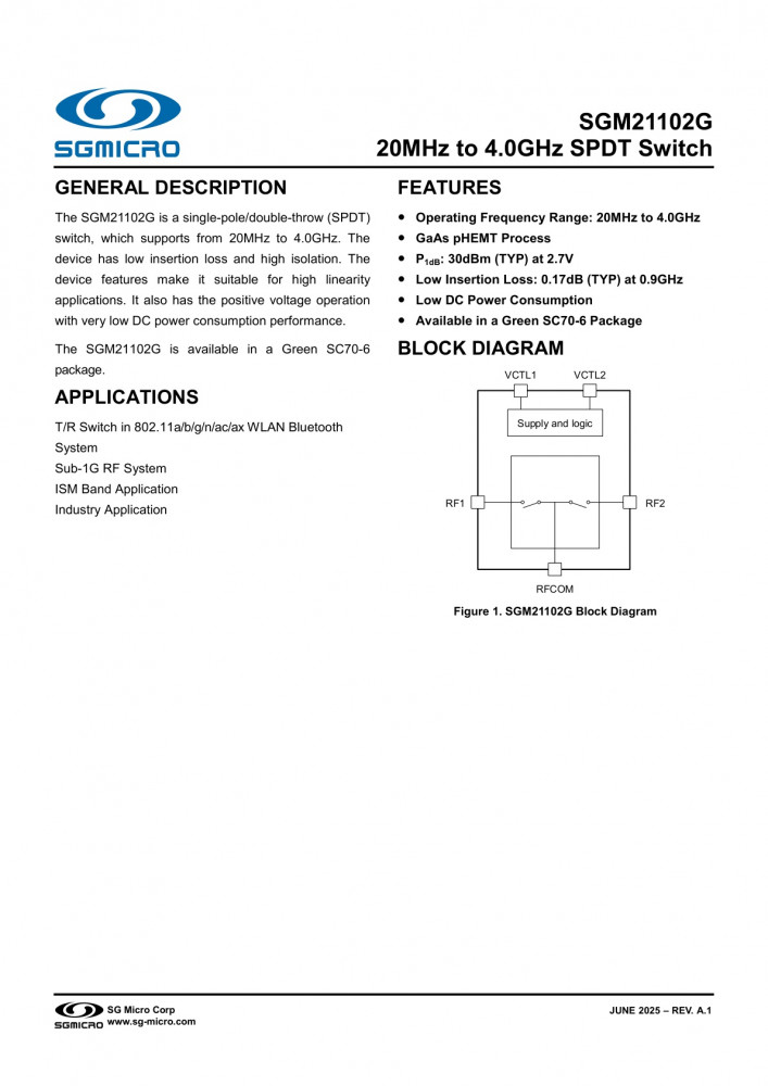 SGM21102G datasheet page 1
