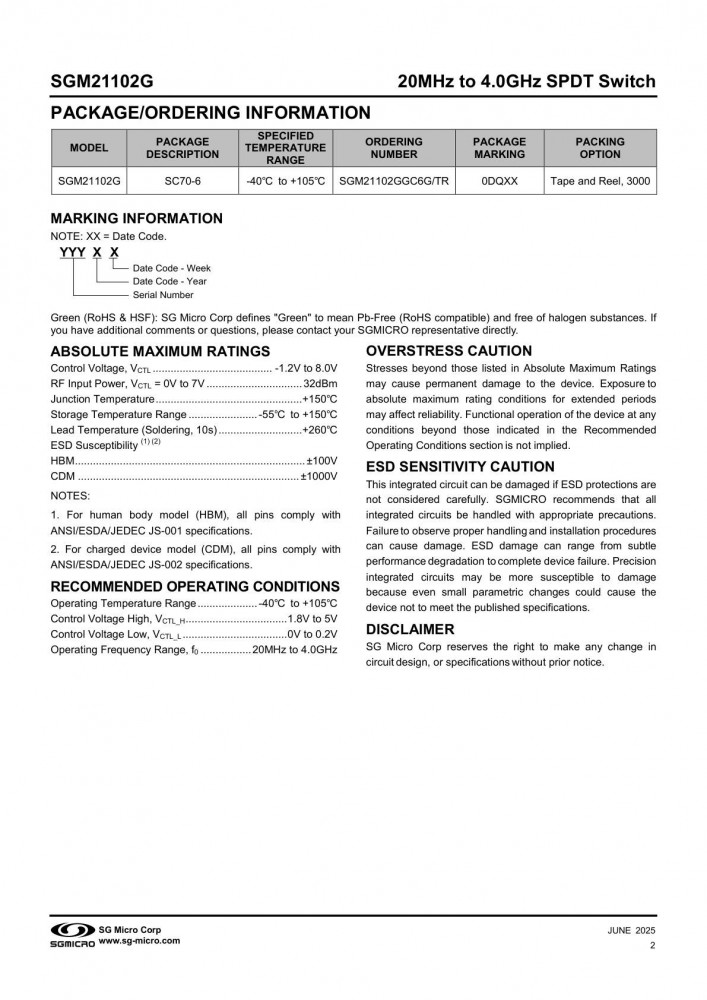 SGM21102G datasheet page 2