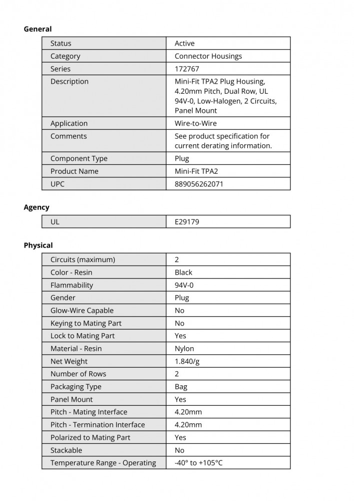 MOLEX 1727670002 technical document page 2