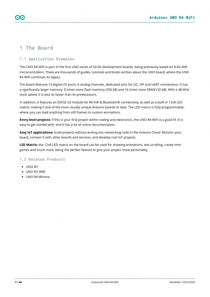 Arduino UNO R4 WiFi manual page 7