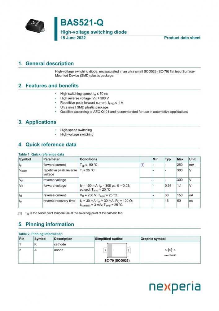 BAS521-QX datasheet page 1