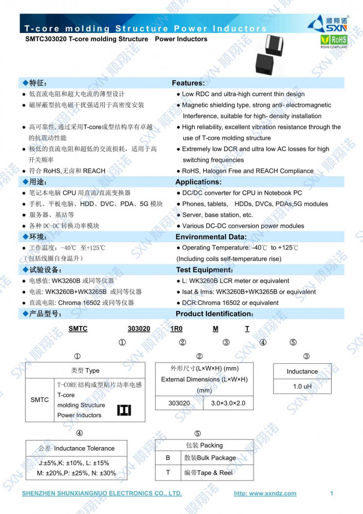 SMTC303020-100MT datasheet page 1