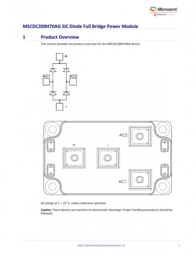 MSCDC200H70AG datasheet page 1