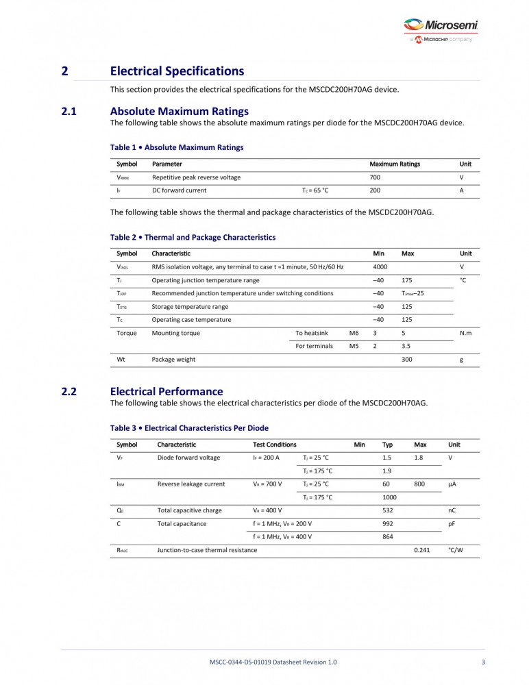 MSCDC200H70AG datasheet page 3