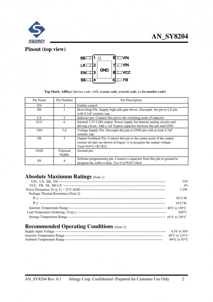 SY8204FCC datasheet page 2