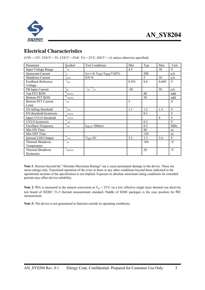 SY8204FCC datasheet page 3