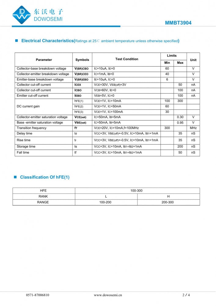 MMBT3904 datasheet page 2