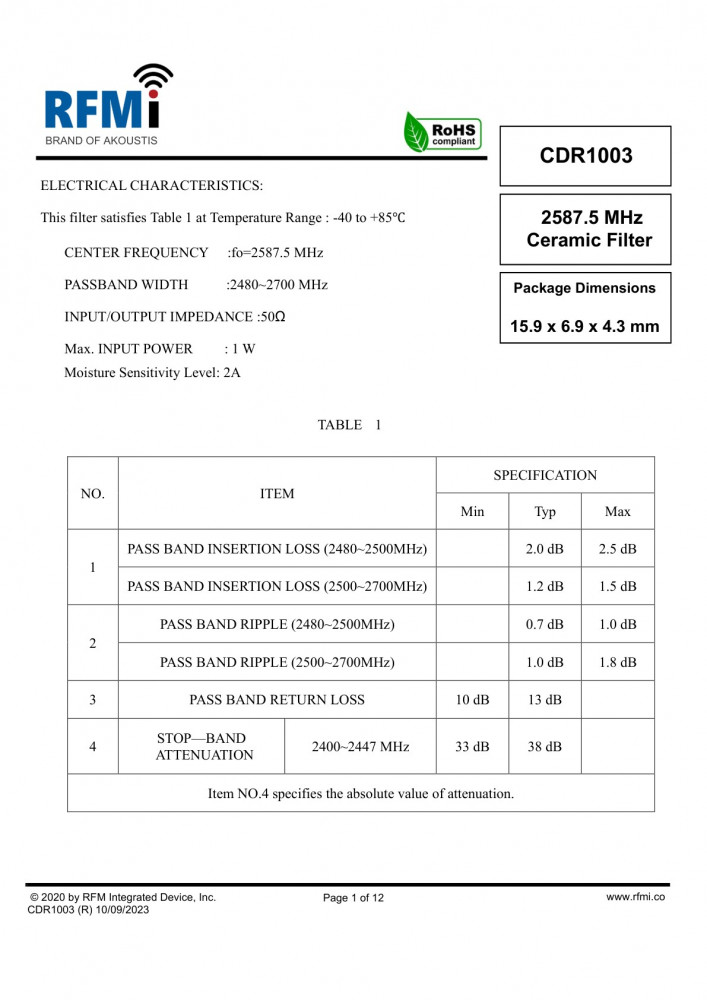 CDR1003 technical document page 1