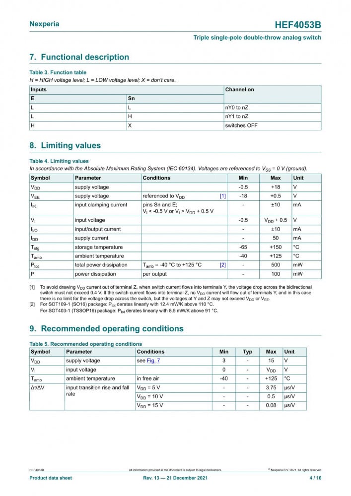 HEF4053B datasheet page 4
