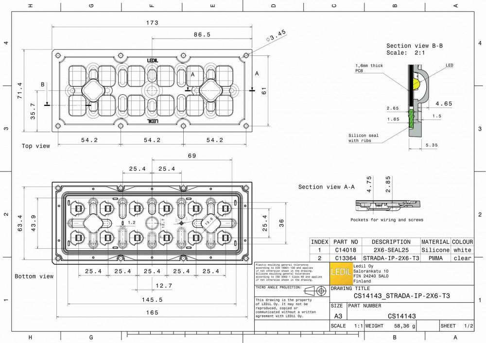Ledil STRADA-IP-2X6-T3 technical drawing preview