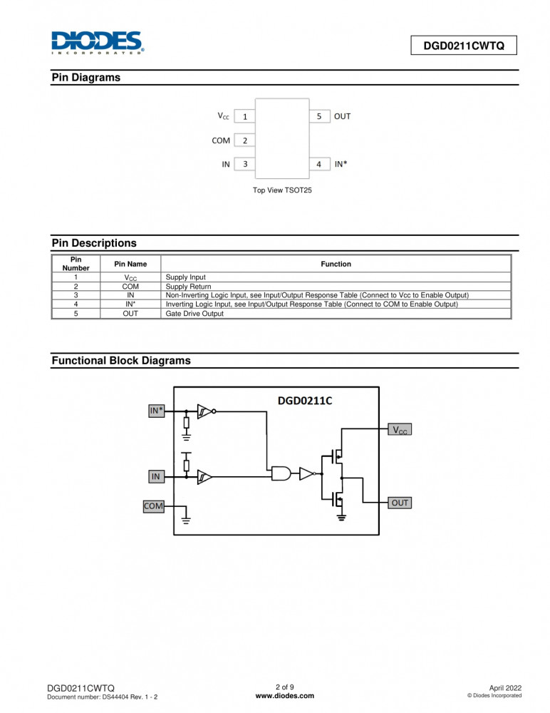 DGD0211CWTQ-7 datasheet page 2