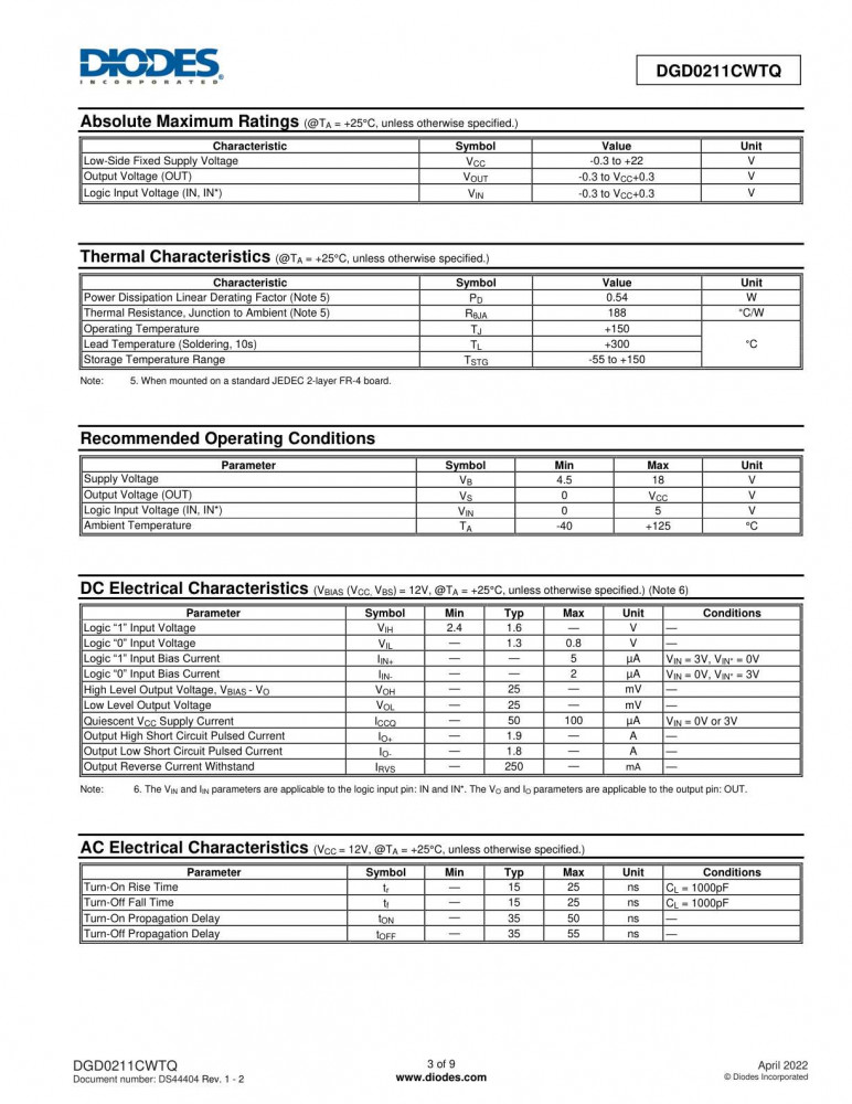 DGD0211CWTQ-7 datasheet page 3