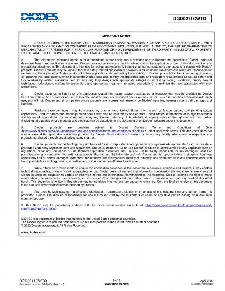 DGD0211CWTQ-7 datasheet page 9