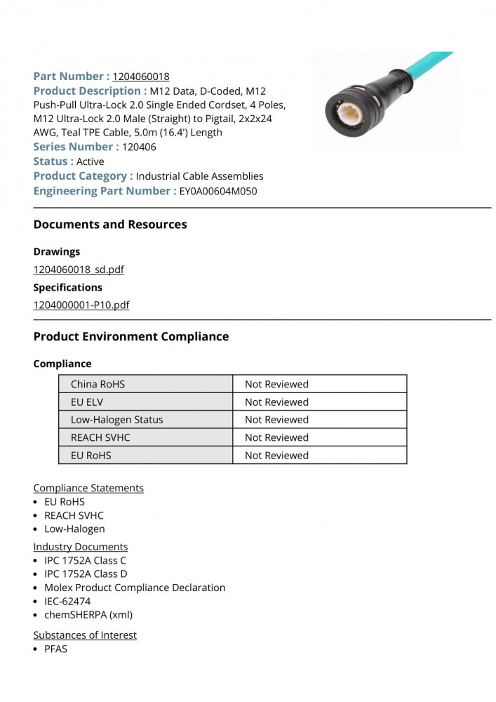 MOLEX product specification page 1