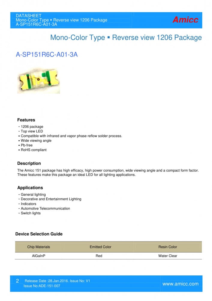 A-SP151R6C-A01-3A datasheet page 2