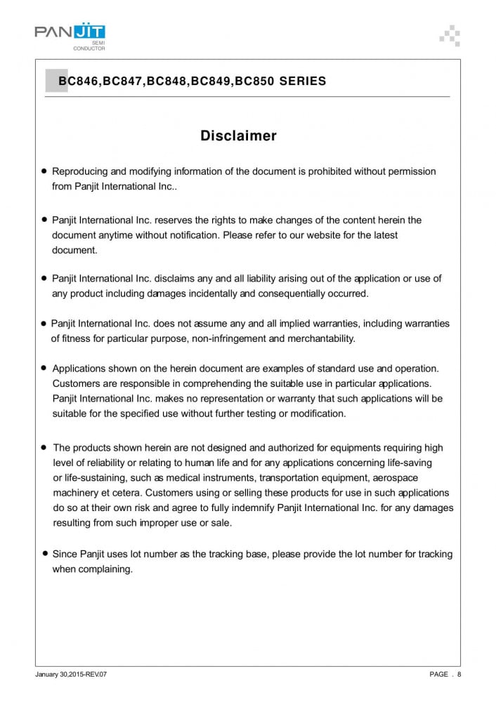 PANJIT BC846 series datasheet page 8