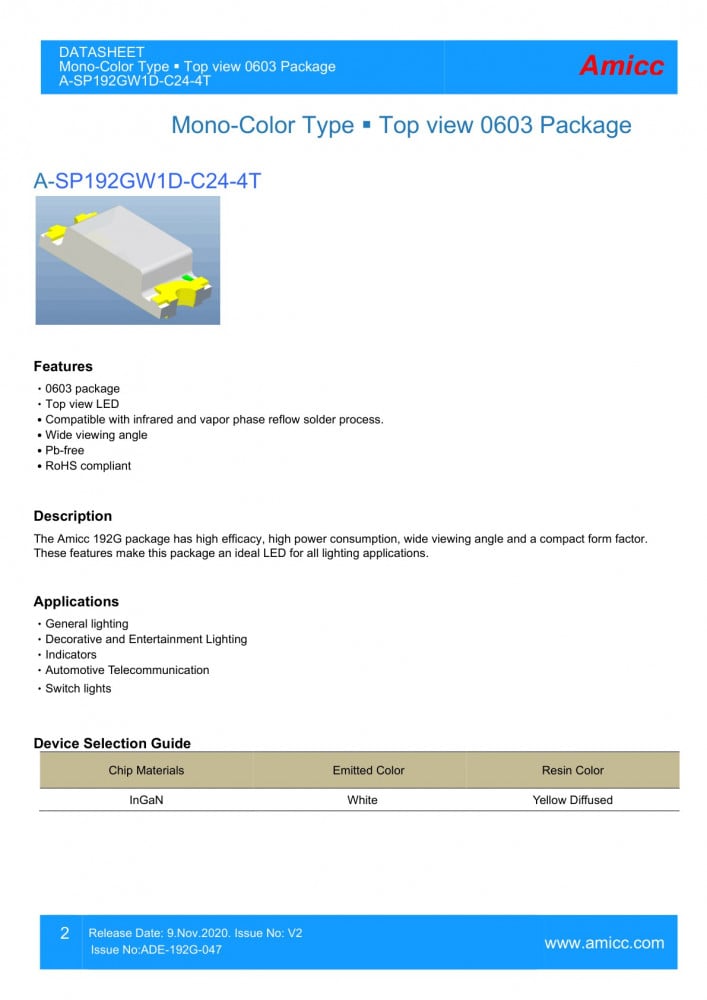 A-SP192GW1D-C24-4T datasheet page 2