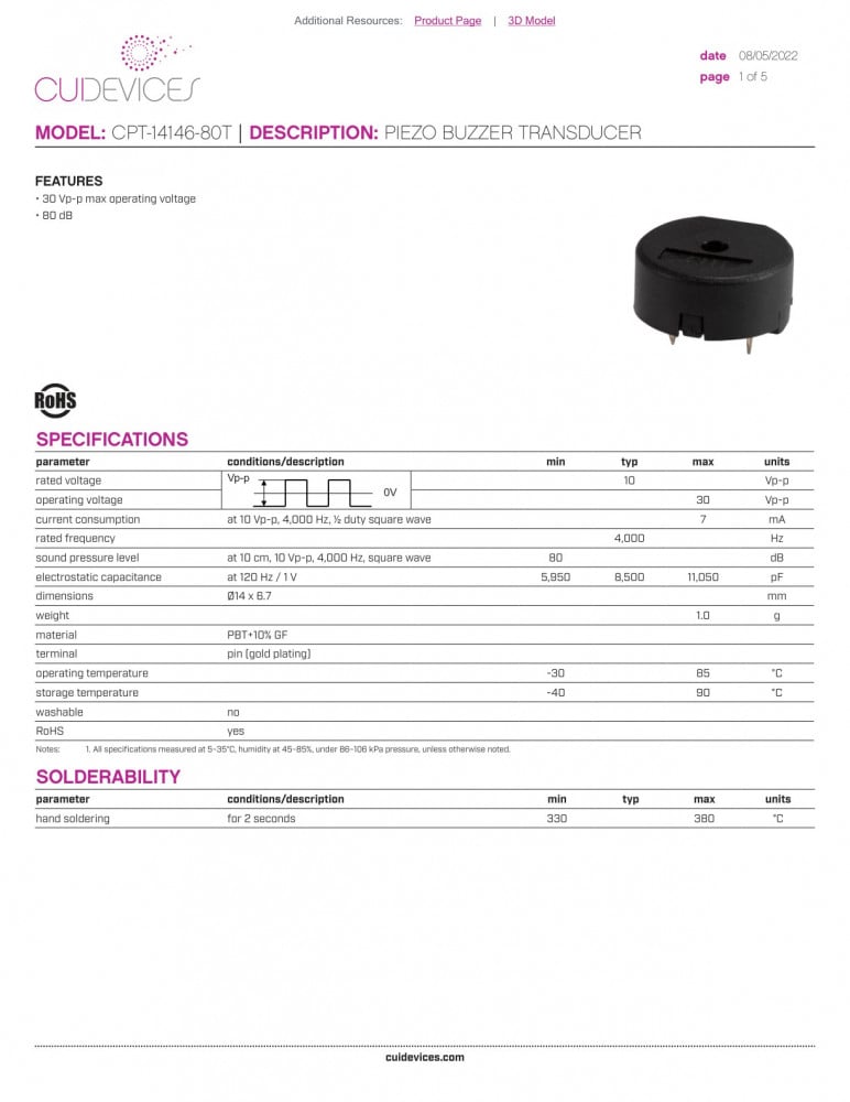 CPT-14146-80T datasheet page 1