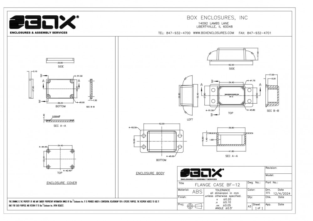 BF-12 flange case technical drawing page