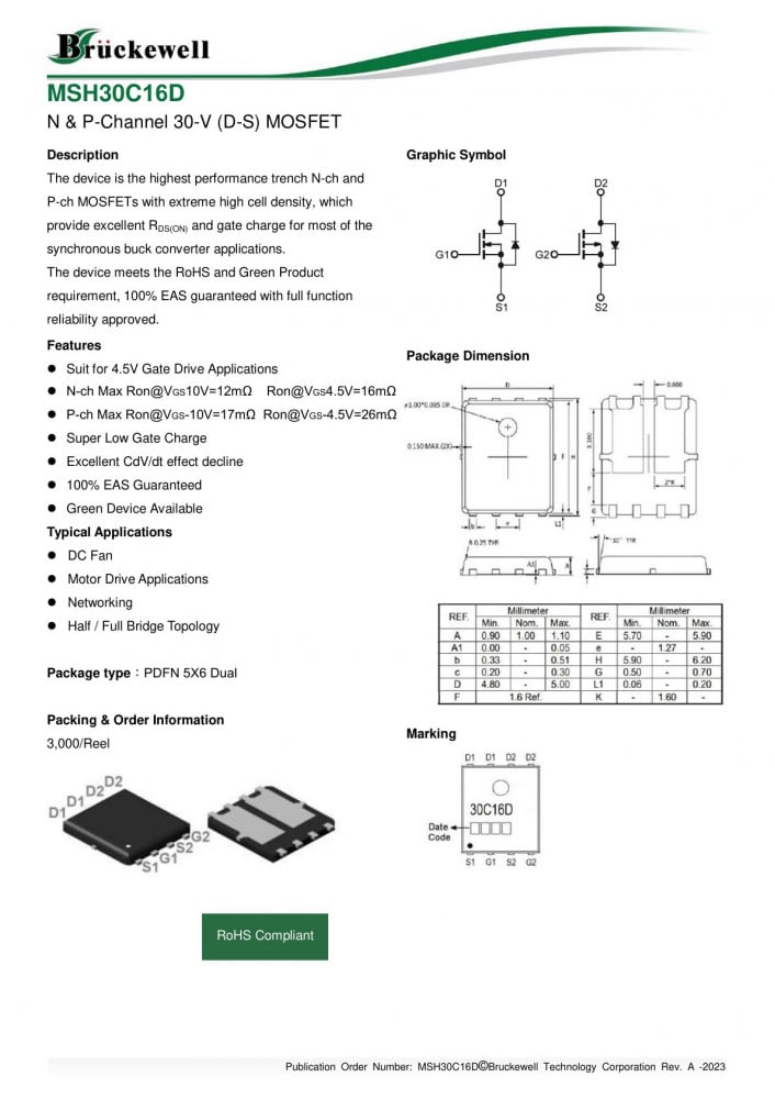 MSH30C16D datasheet page 1