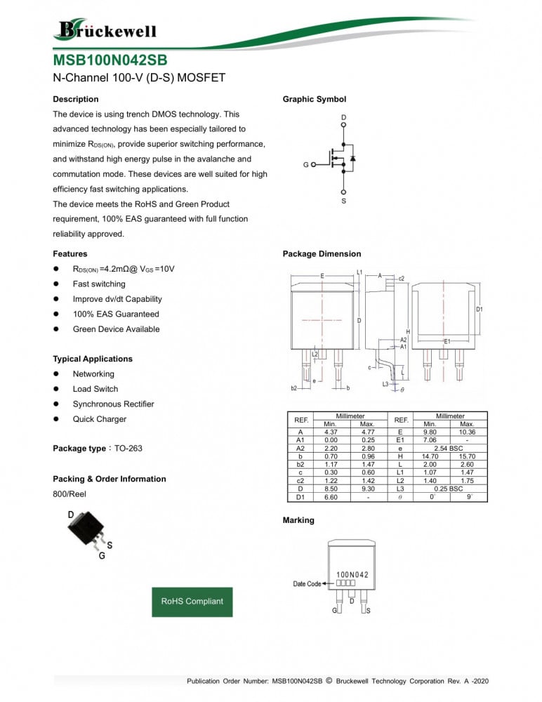 MSB100N042SB datasheet page 1