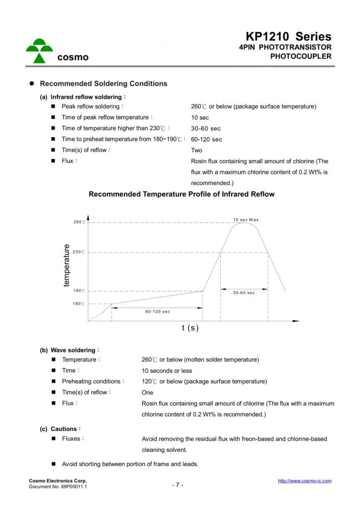 Cosmo KP1210 datasheet page 7