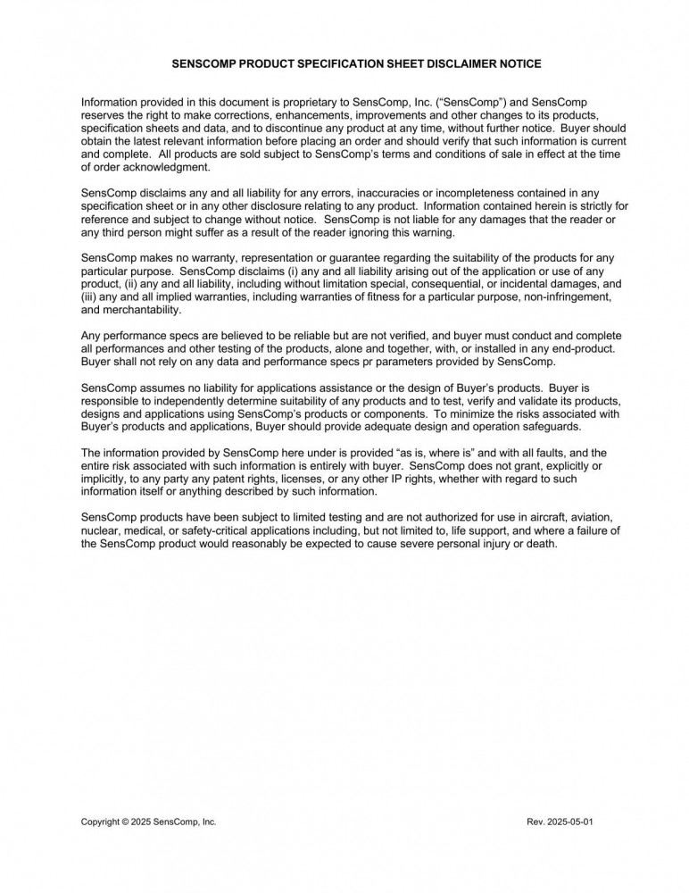 SensComp SonaSwitch MINI-A product documentation page 4