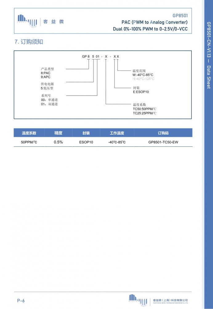 GP8501-TC50-EW datasheet page 6