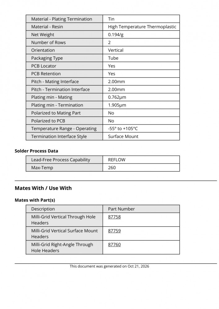 Product document image 3 for MOLEX 873401623