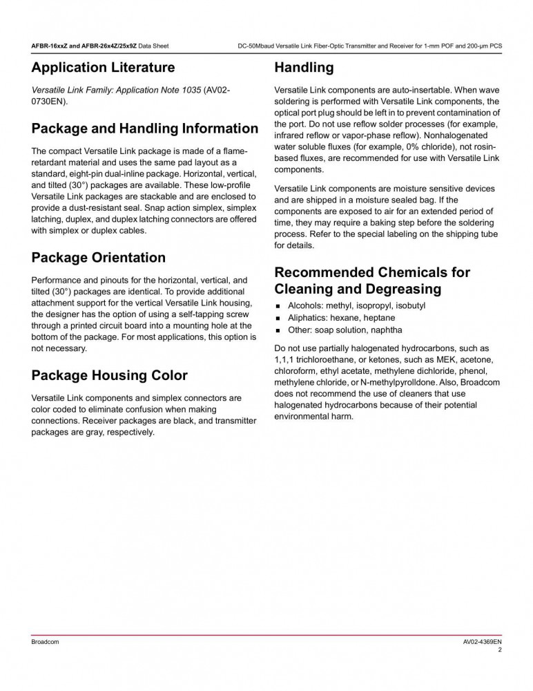 AFBR-2539Z datasheet page 2