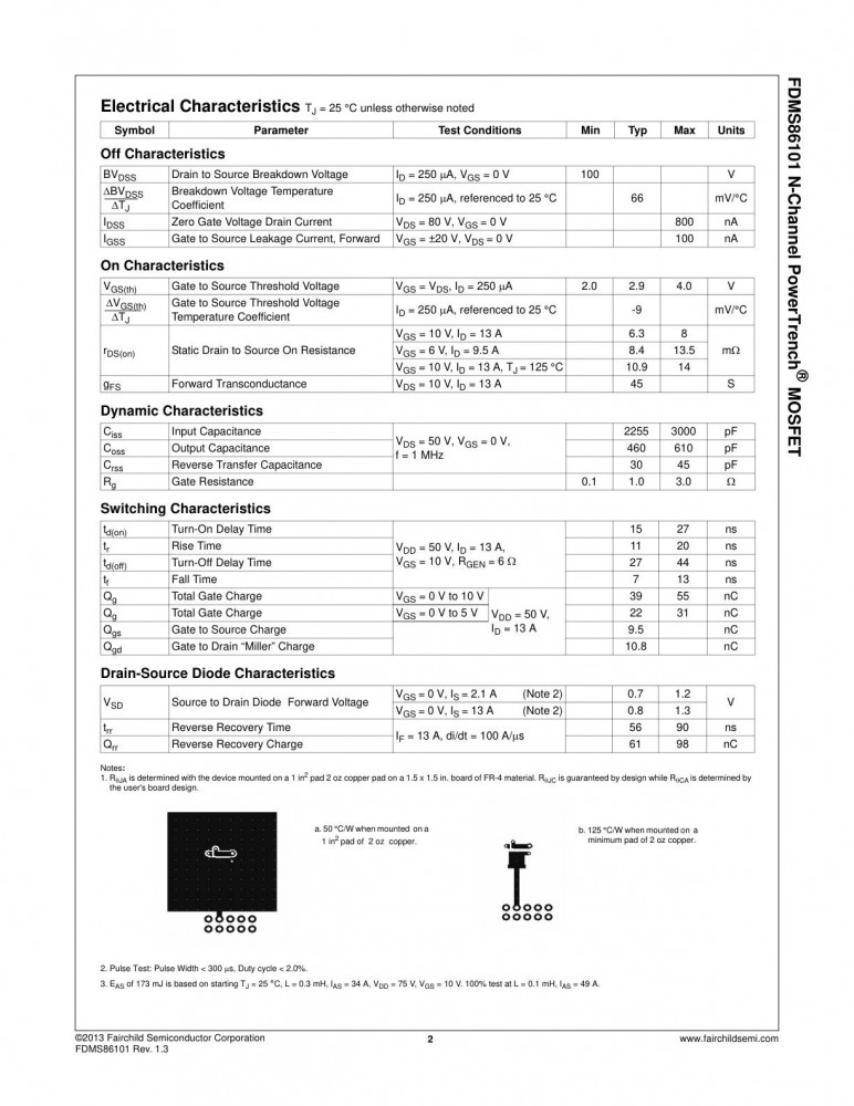 FDMS86101 datasheet page 3
