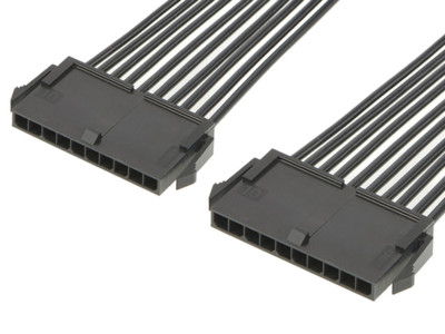 Micro-Fit 3.0 Male-to-Micro-Fit 3.0 Male Off-the-Shelf (OTS) Cable Assembly, Dual Row, 300.00mm Length, Gold (Au) Plating, 2 Circuits, Black