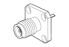 SMA Jack, Straight, 4-Hole Flange Mount, Flat Tab Contact, Stainless Steel Body, Passivated, 80 per Tray, 50 Ohms for sale