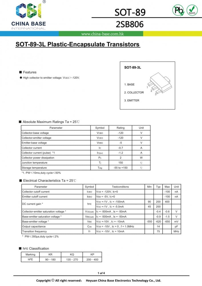 CBI 2SB806 datasheet page 1