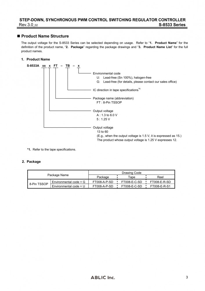 S-8533 Series datasheet page 3