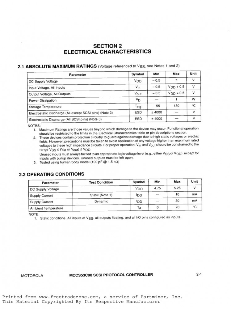 MC68SEC000FU20B1 datasheet page 1