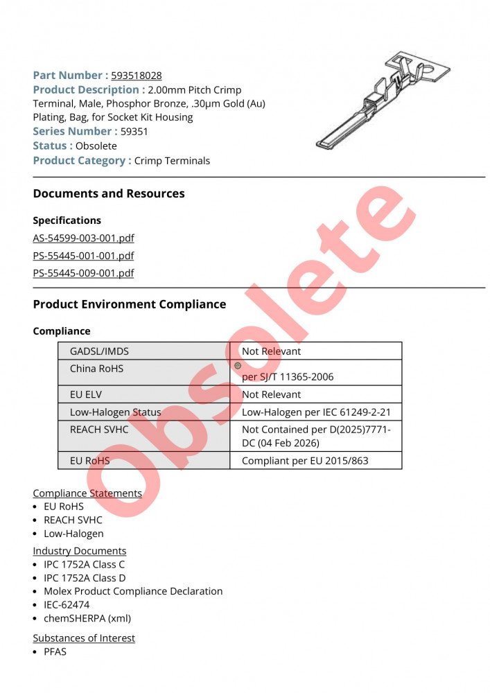 Product technical document preview, page 1